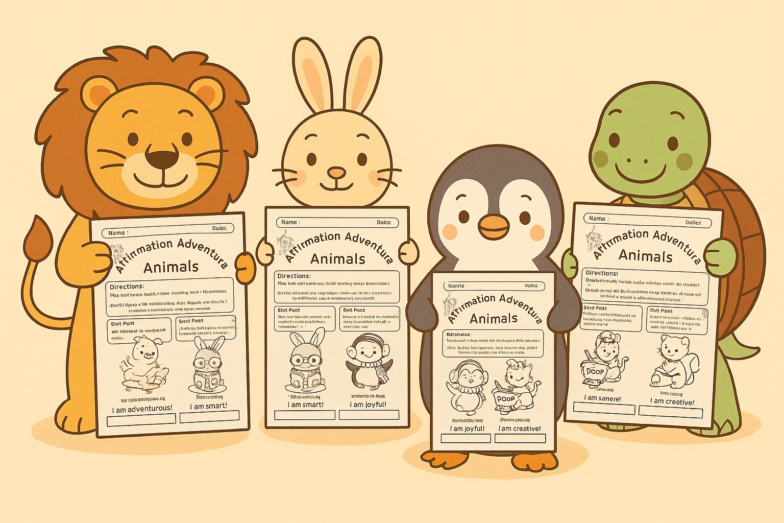 Animal Affirmations Coloring Worksheets for K–3 SEL Growth